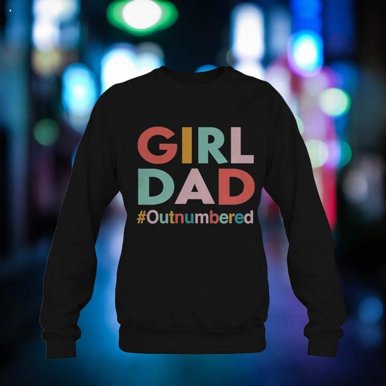 Retro Vintage Girl Dad Outnumbered Funny Fathers Day Shirt