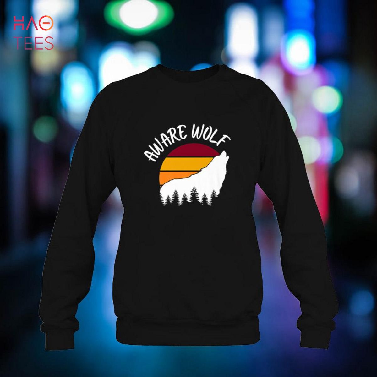 Funny Halloween Werewolf Howling Aware Wolf Full Moon Humor Shirt