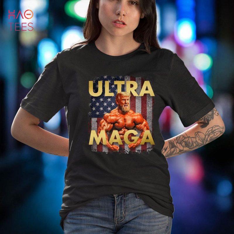 Ultra Maga Funny Trump Muscle Bodybuilder American Flag Premium Shirt