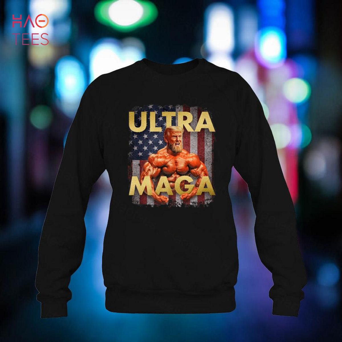 Ultra Maga Funny Trump Muscle Bodybuilder American Flag Premium Shirt