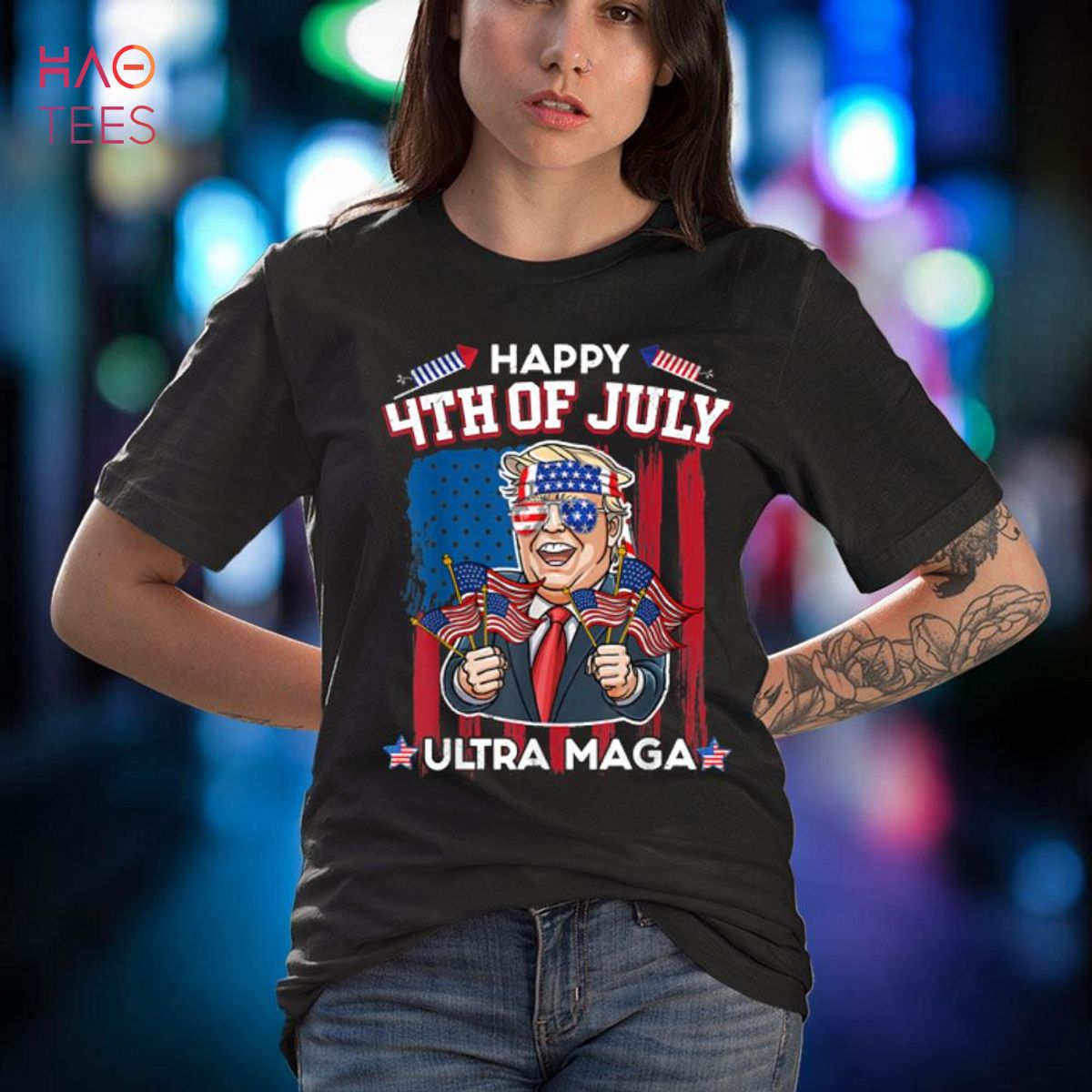 Ultra Maga Proud Pro Trump Happy 4th of July American Flag Shirt