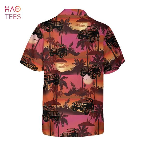 NEW Jeep Tropical Sunset Pattern Hawaiian Shirt