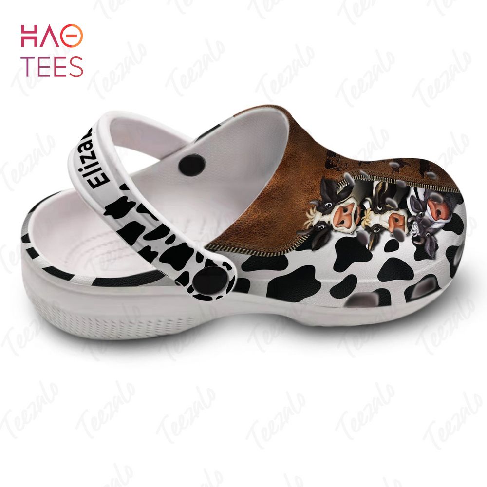Cow Leather Pattern Personalized Clogs Shoes With Your Name