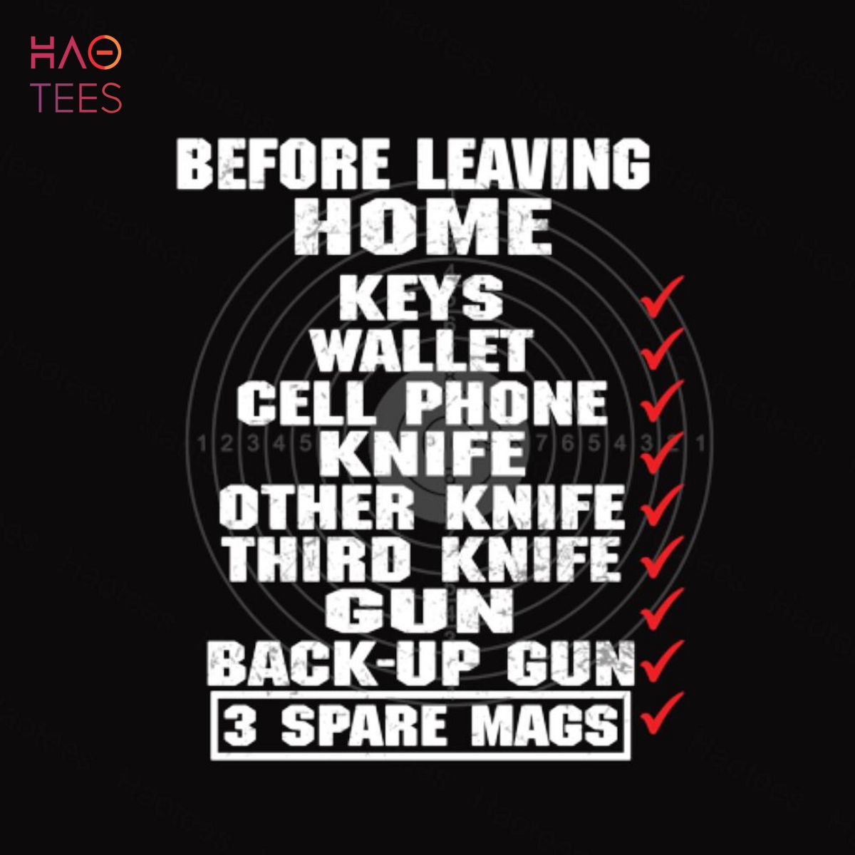 Before Leaving Home Checklist Keys Wallet Cell Phone Knife Other Knife ...