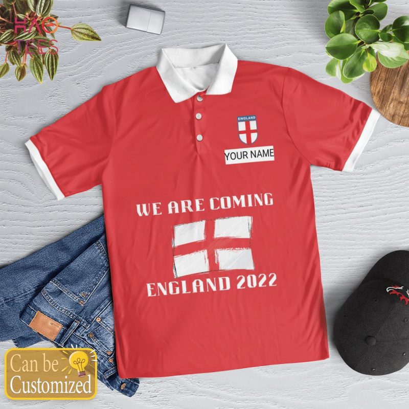 England Team Football World Cup 2022 Polo Shirt Black