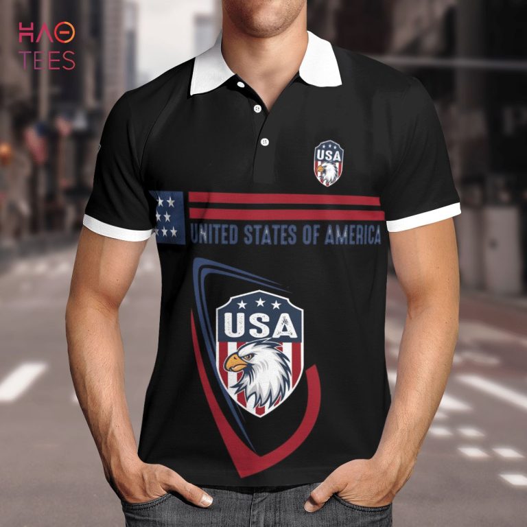 United State American Polo Shirt Black