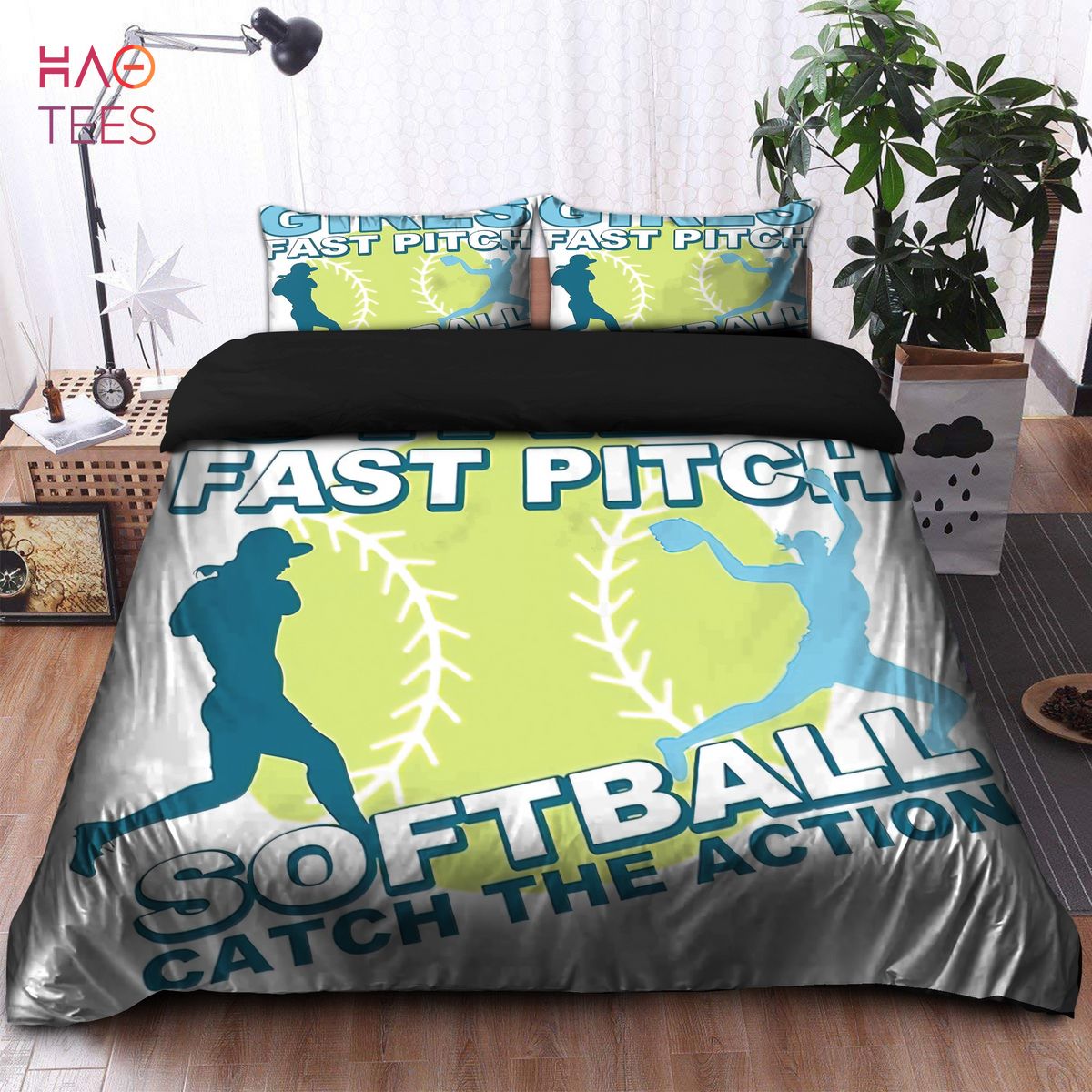 Girls Fast Pitch Softball Catch The Action Bedding Sets