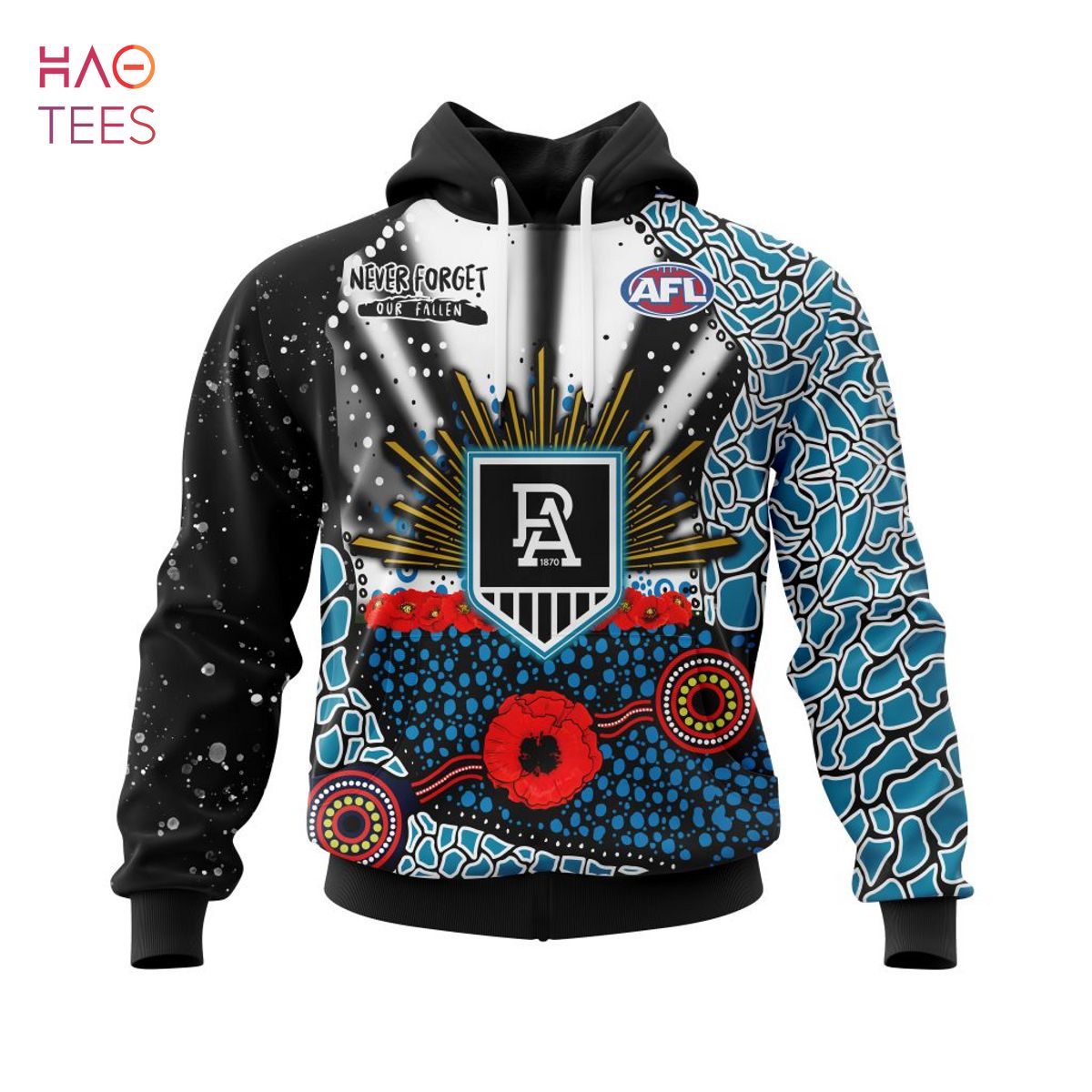 BEST AFL Port Adelaide, Specialized Anzac Jersey Concepts 3D Hoodie