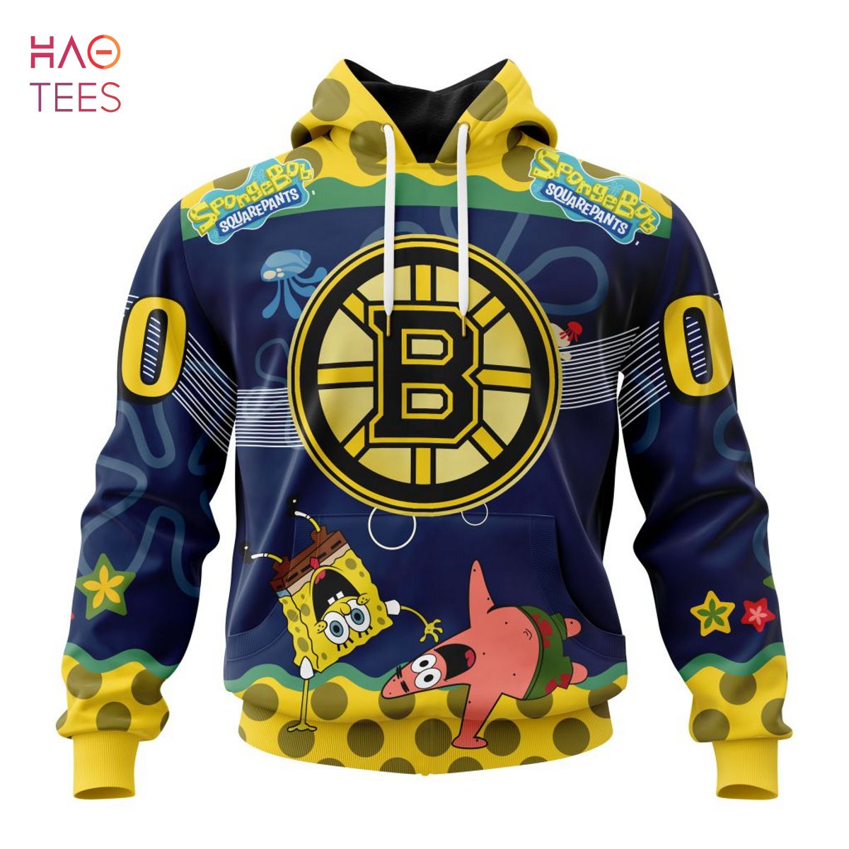 BEST Boston Bruins, Specialized Jersey With SpongeBob 3D Hoodie