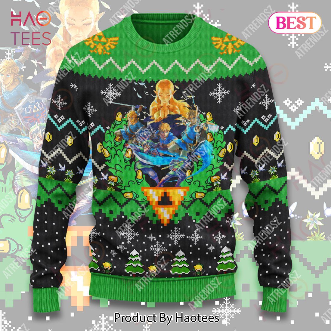Legend Of Zelda Sweater Breath Of The Wind Link Zelda Wreath Ugly ...