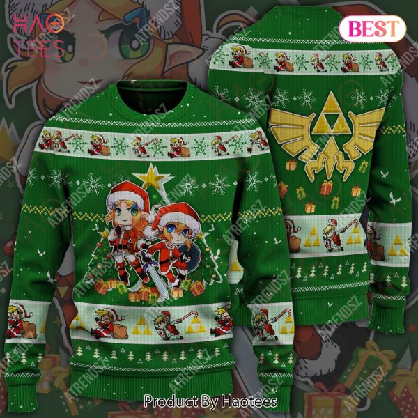 Legend Of Zelda Sweater Green Chibi Link Zelda Hyrule Symbol Ugly ...
