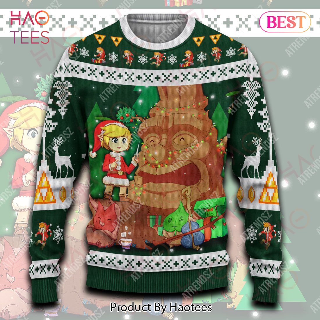 Legend Of Zelda Ugly Sweater Link Under Christmas Deku Tree Sweater ...