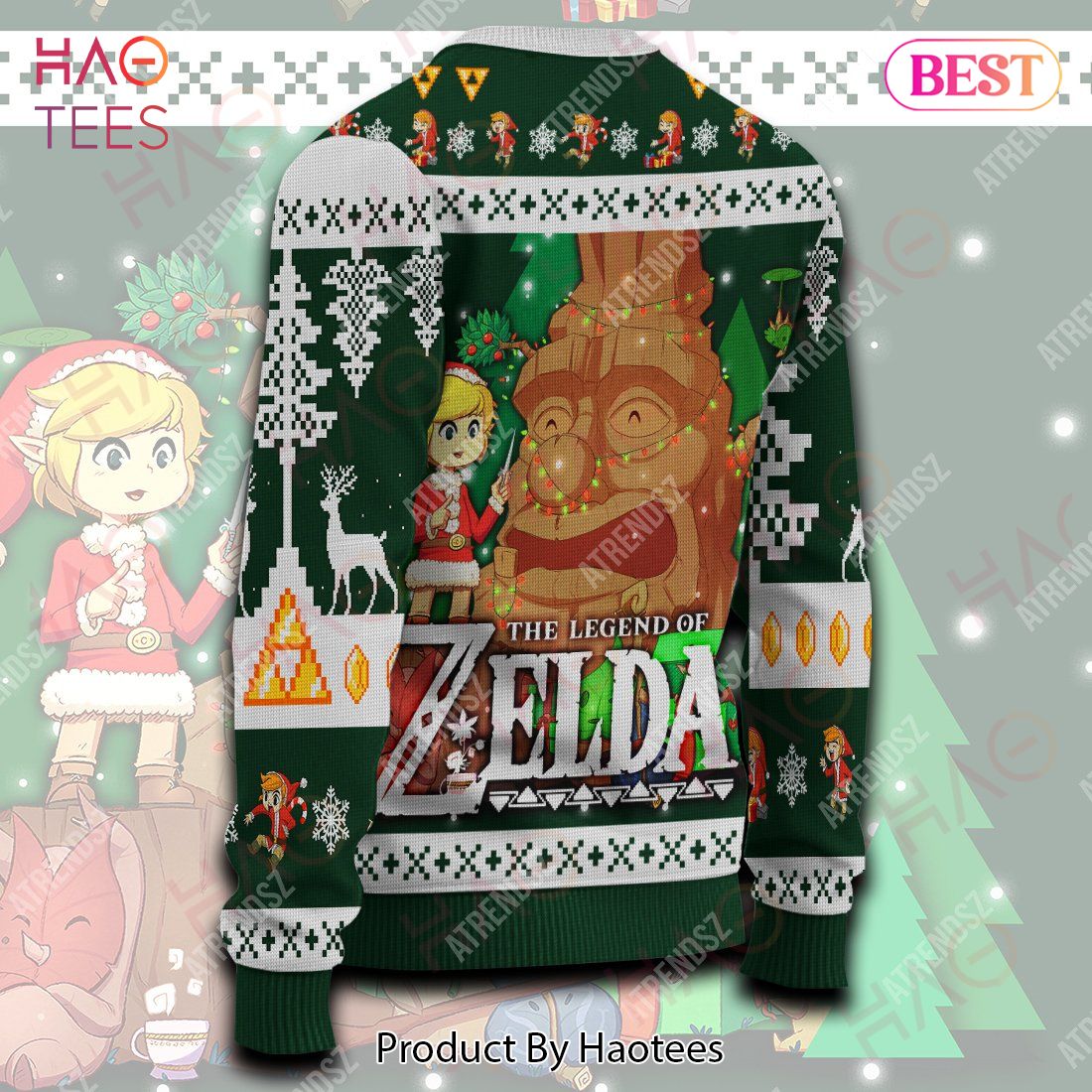 Legend Of Zelda Ugly Sweater Link Under Christmas Deku Tree Sweater ...