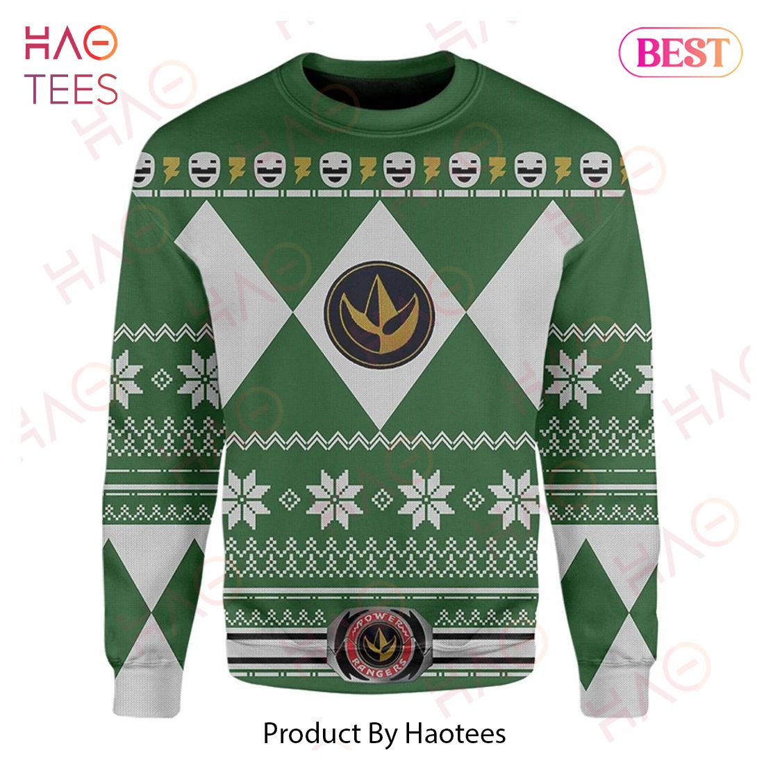 Power Rangers Ugly Sweater Mighty Morphin Green Power Rangers Sweater 2022