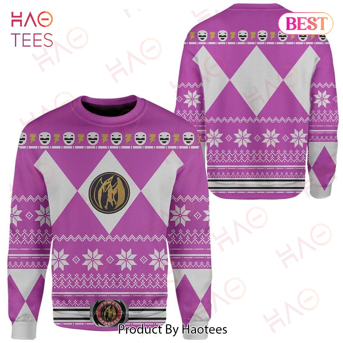 Power Rangers Ugly Sweater Mighty Morphin Pink Power Rangers Sweater 2022