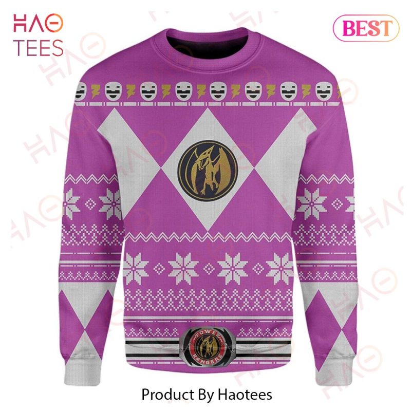 Power Rangers Ugly Sweater Mighty Morphin Pink Power Rangers Sweater 2022