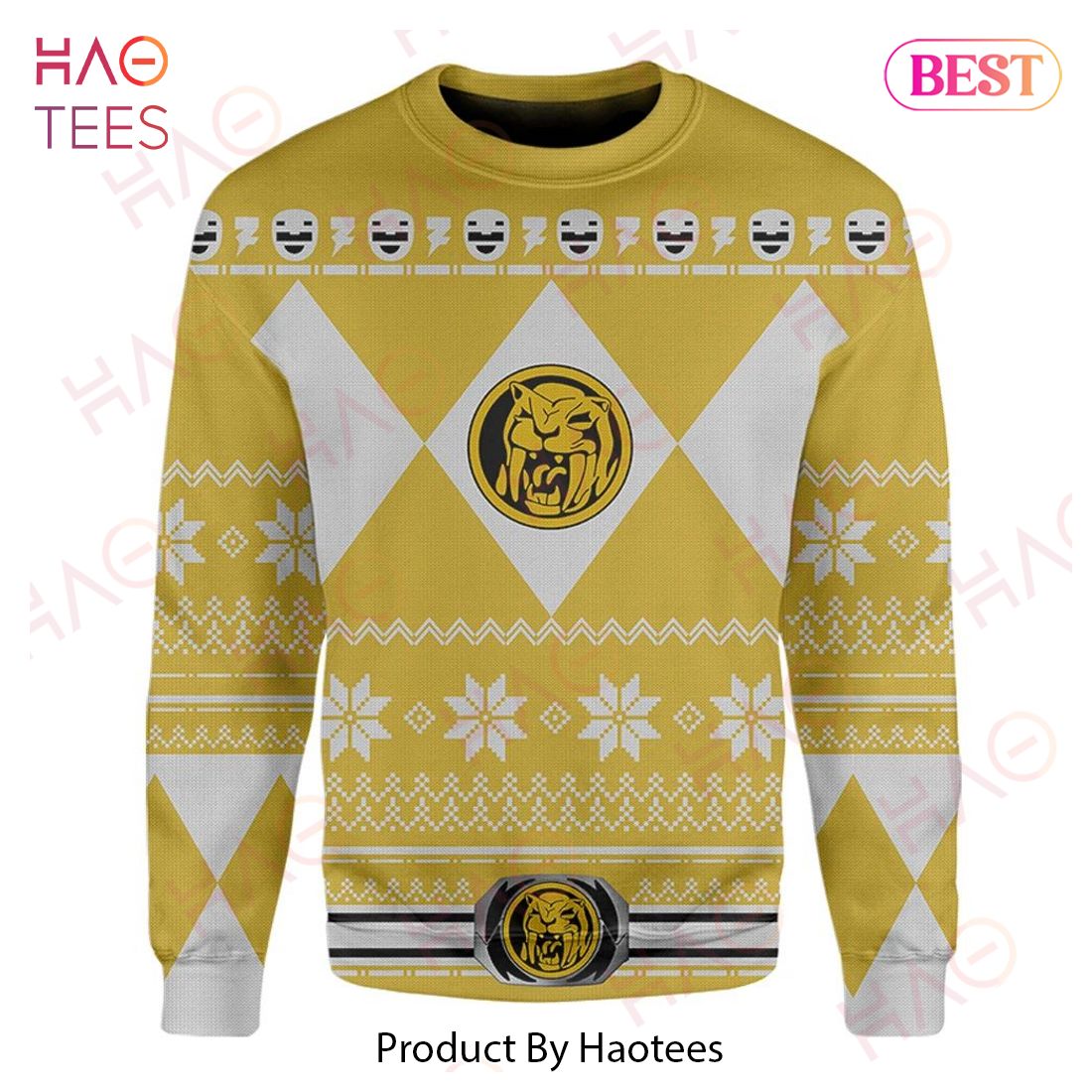 Power Rangers Ugly Sweater Mighty Morphin Yellow Power Rangers Sweater 2022