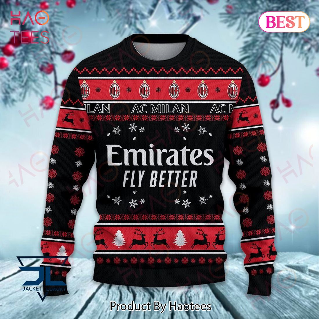 AC Milan Emirates Fly Better Christmas Luxury Brand Sweater Limited Edition
