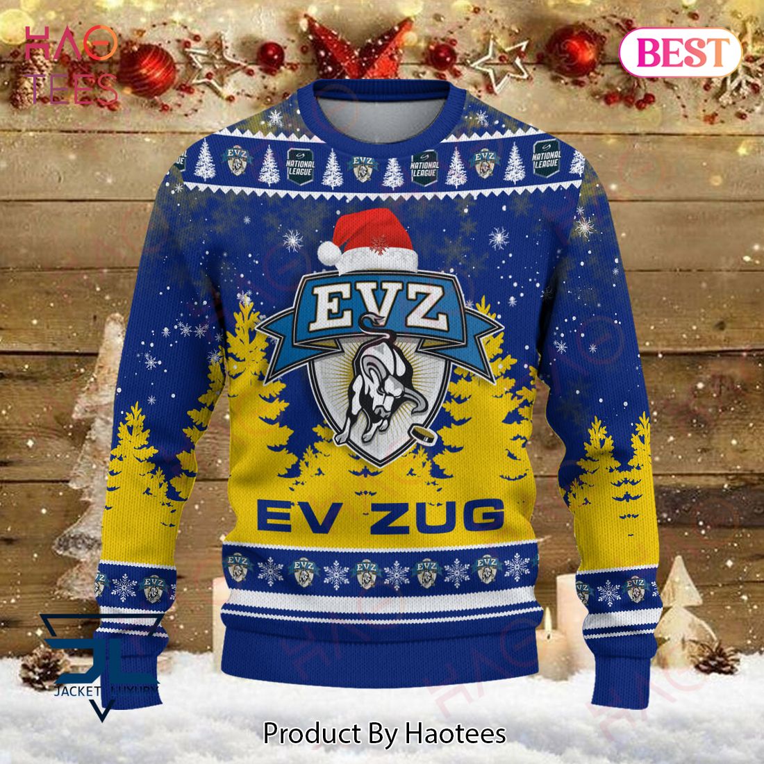 EV Zug Blue Mix Gold Christmas Luxury Brand Sweater Limited Edition