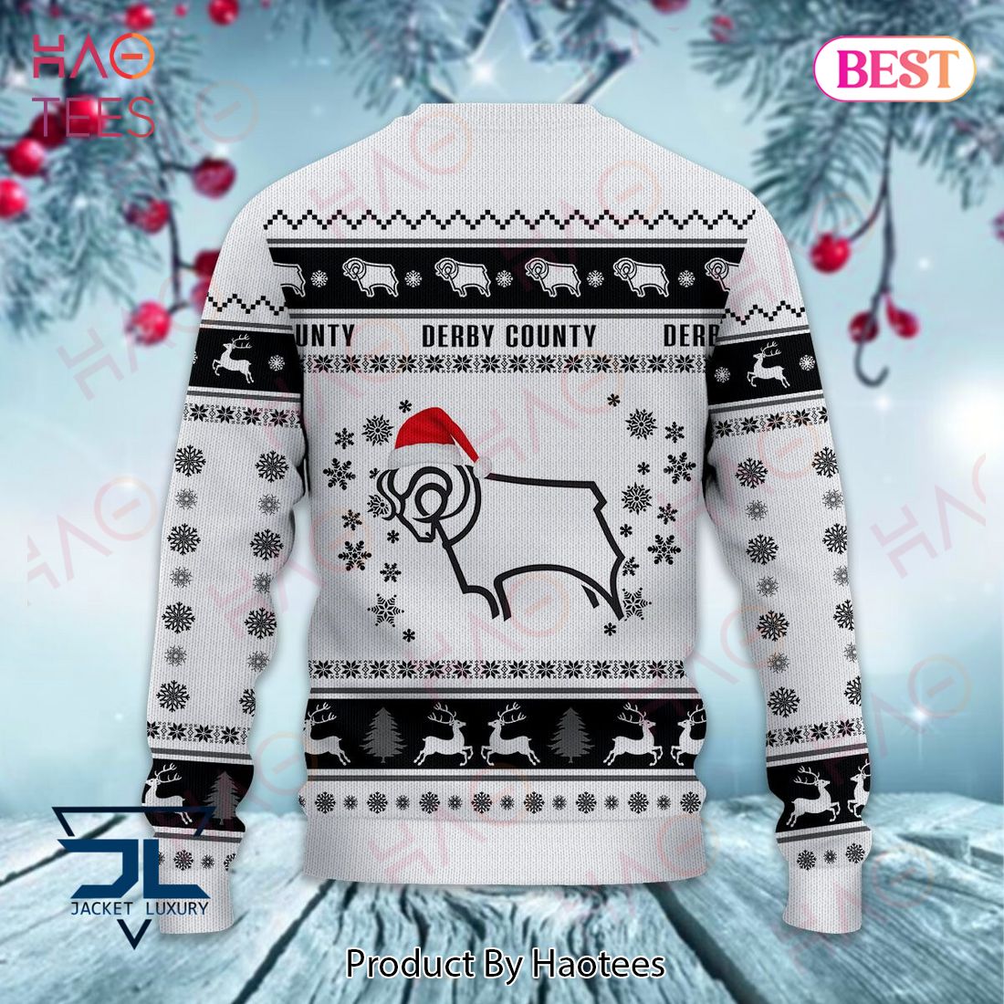 HOT Derby County Black Mix White Christmas Luxury Brand Sweater Limited ...