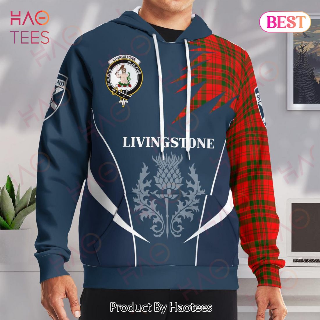 Livingstone Clan Badge Rampant Lion Hoodie