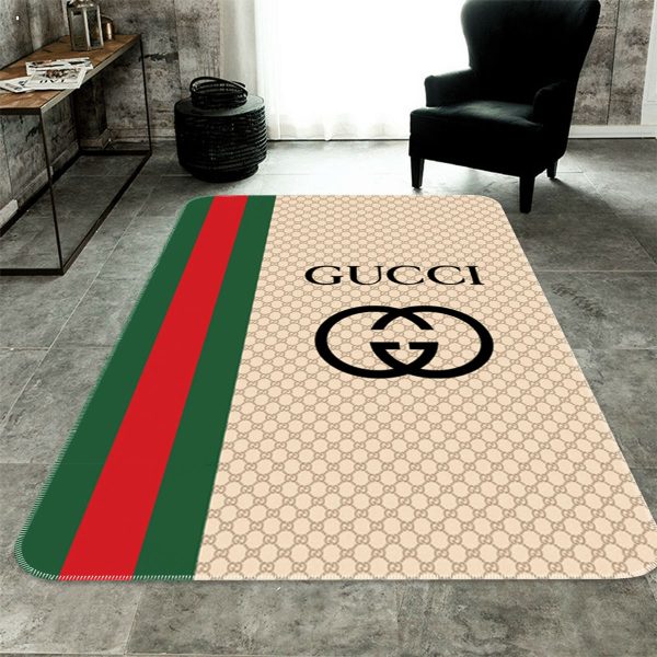 Gucci Brow Mix Black Logo Luxury Brand Carpet Rug Limited Edition