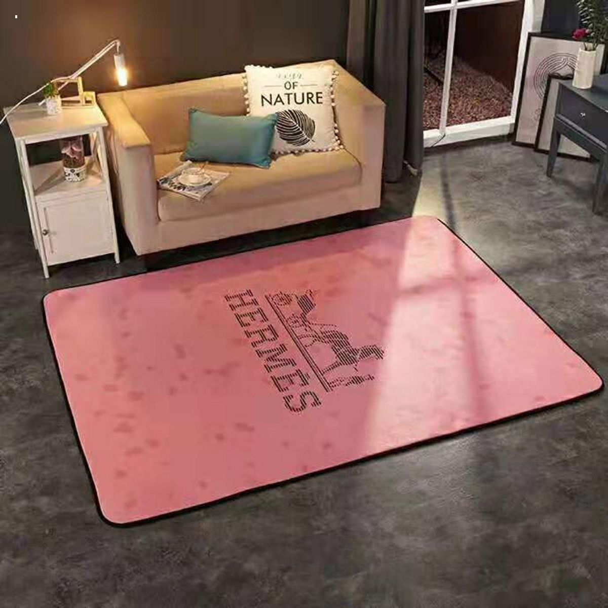 Hermes Full Pink Color Luxury Brand Carpet Rug Limited Edition