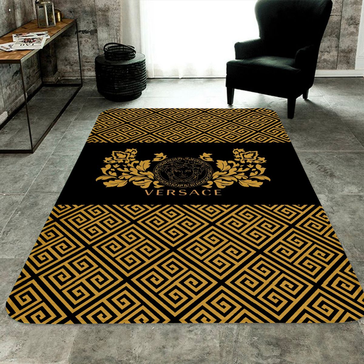 Versace Gold Black Luxury Brand Carpet Rug Limited Edition