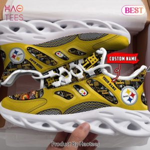 Pittsburgh Steelers Personalized Gold Color Max Soul Shoes