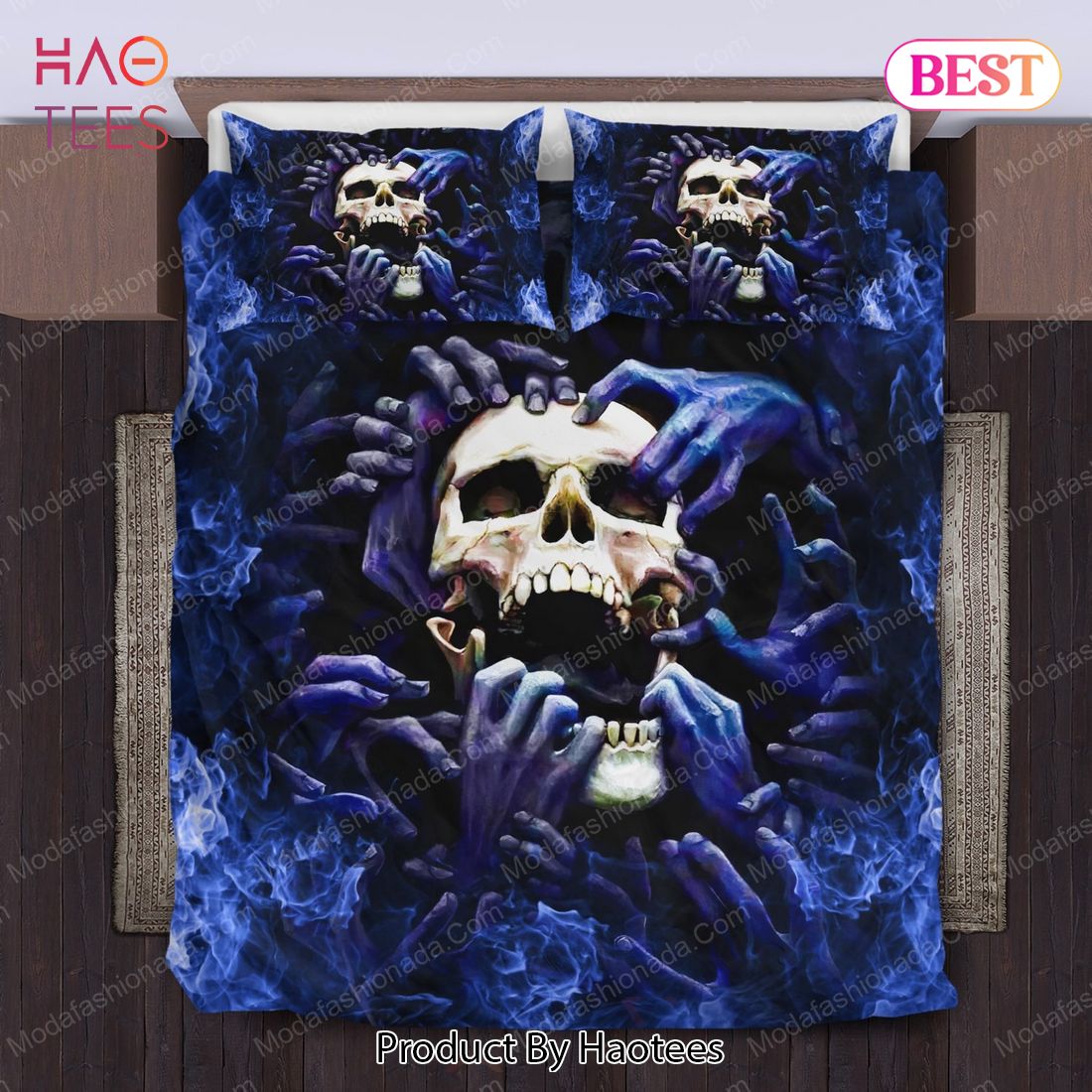 Buy Blue Flame Skeleton Skull Bedding Sets Bed Sets, Bedroom Sets ...