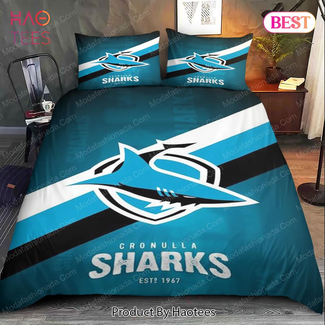 Buy Cronulla Sharks Logo Bedding Sets 01 Bed Sets, Bedroom Sets ...
