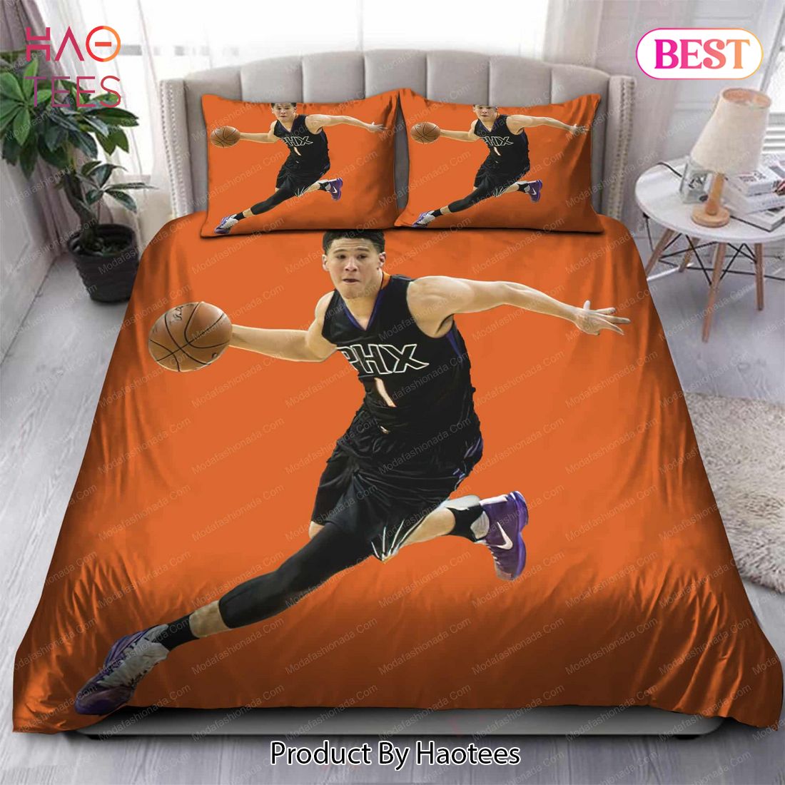 Buy Devin Booker Phoenix Suns NBA 84 Bedding Sets Bed Sets, Bedroom ...