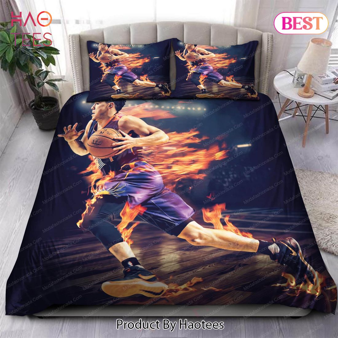 Buy Devin Booker Phoenix Suns NBA 88 Bedding Sets Bed Sets, Bedroom ...