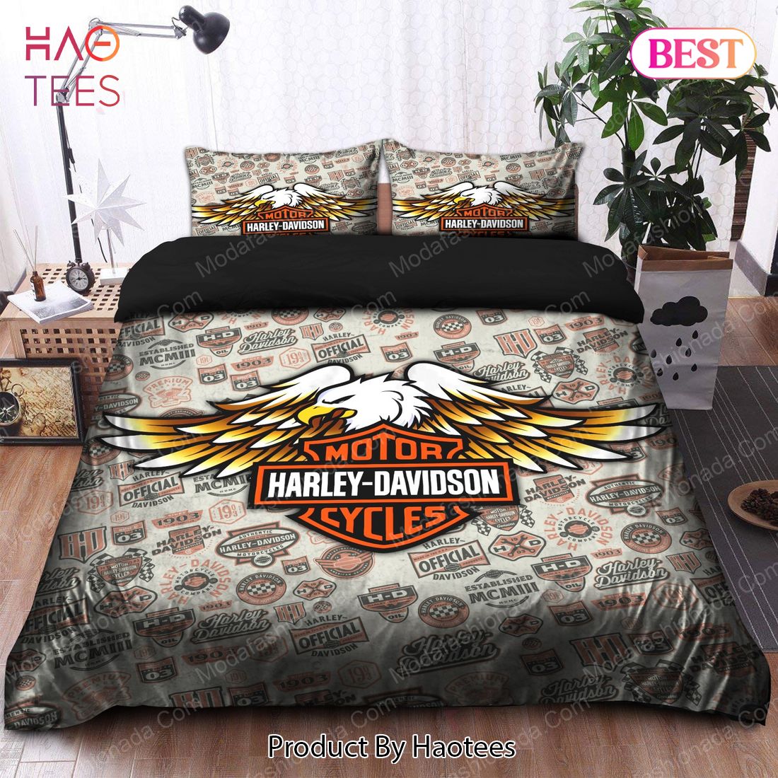 Buy Harley-Davidson Logo With Eagle Bedding Sets Bed Sets, Bedroom Sets ...
