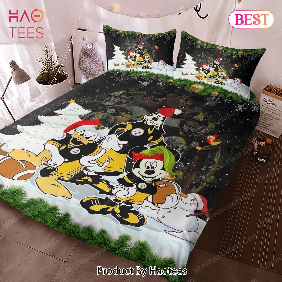 Buy Mickey, Donald, Goofy NFL Pittsburgh Steelers Christmas Bedding ...