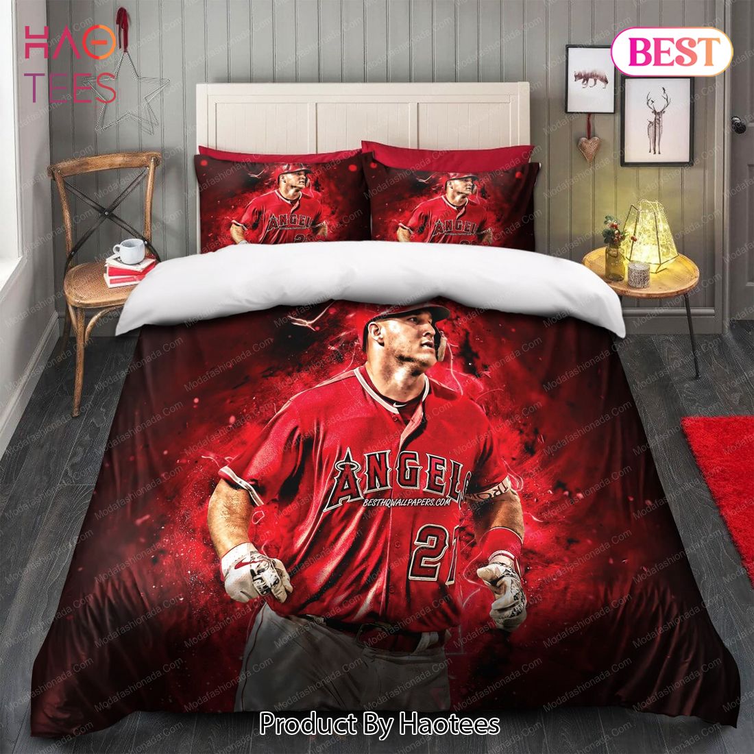 Buy Mike Trout Los Angeles Angels MLB 12 Bedding Sets Bed Sets, Bedroom ...