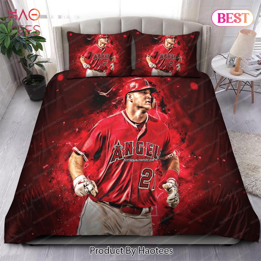 Buy Mike Trout Los Angeles Angels MLB 12 Bedding Sets Bed Sets, Bedroom ...
