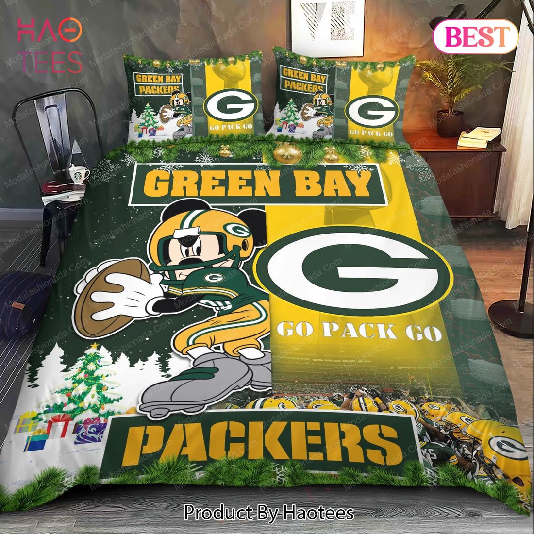 Buy NFL Green Bay Packers Mickey Mouse Bedding Sets Bed Sets, Bedroom ...