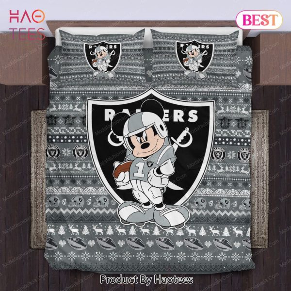 Buy NFL Las Vegas Raiders Mickey Mouse Bedding Sets Bed Sets, Bedroom ...