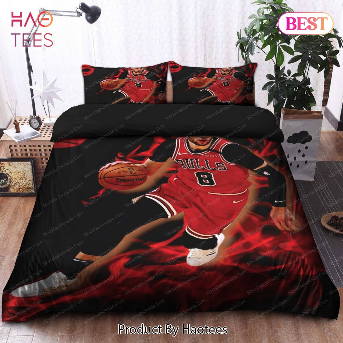 Buy Zach LaVine Chicago Bulls NBA 202 Bedding Sets Bed Sets, Bedroom ...