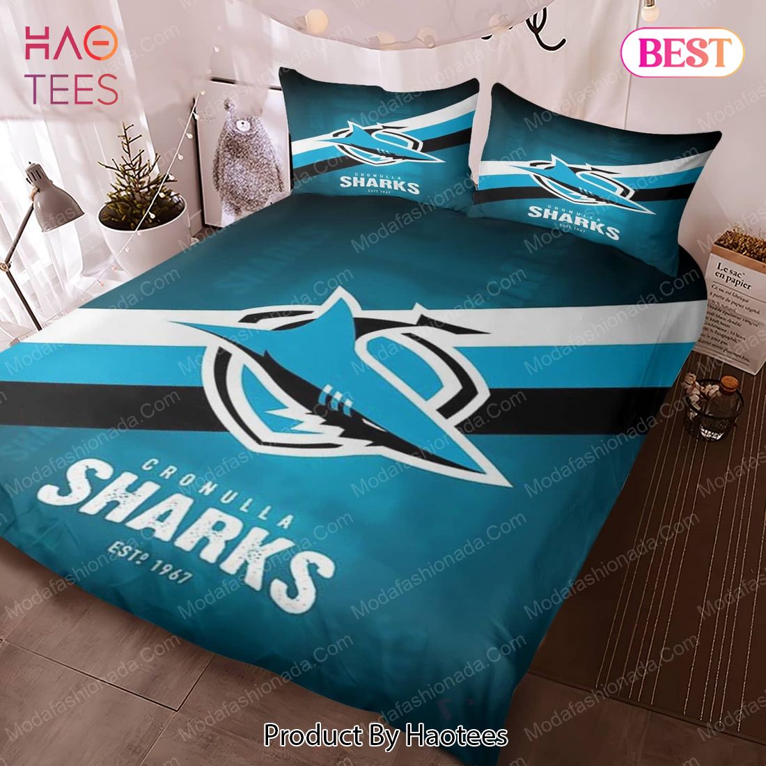 Buy Cronulla Sharks Logo Bedding Sets 01 Bed Sets, Bedroom Sets ...