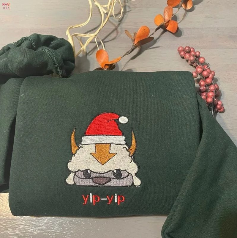 Appa Avatar In A Christmas Hat Embroidered Christmas Bison Custom ...