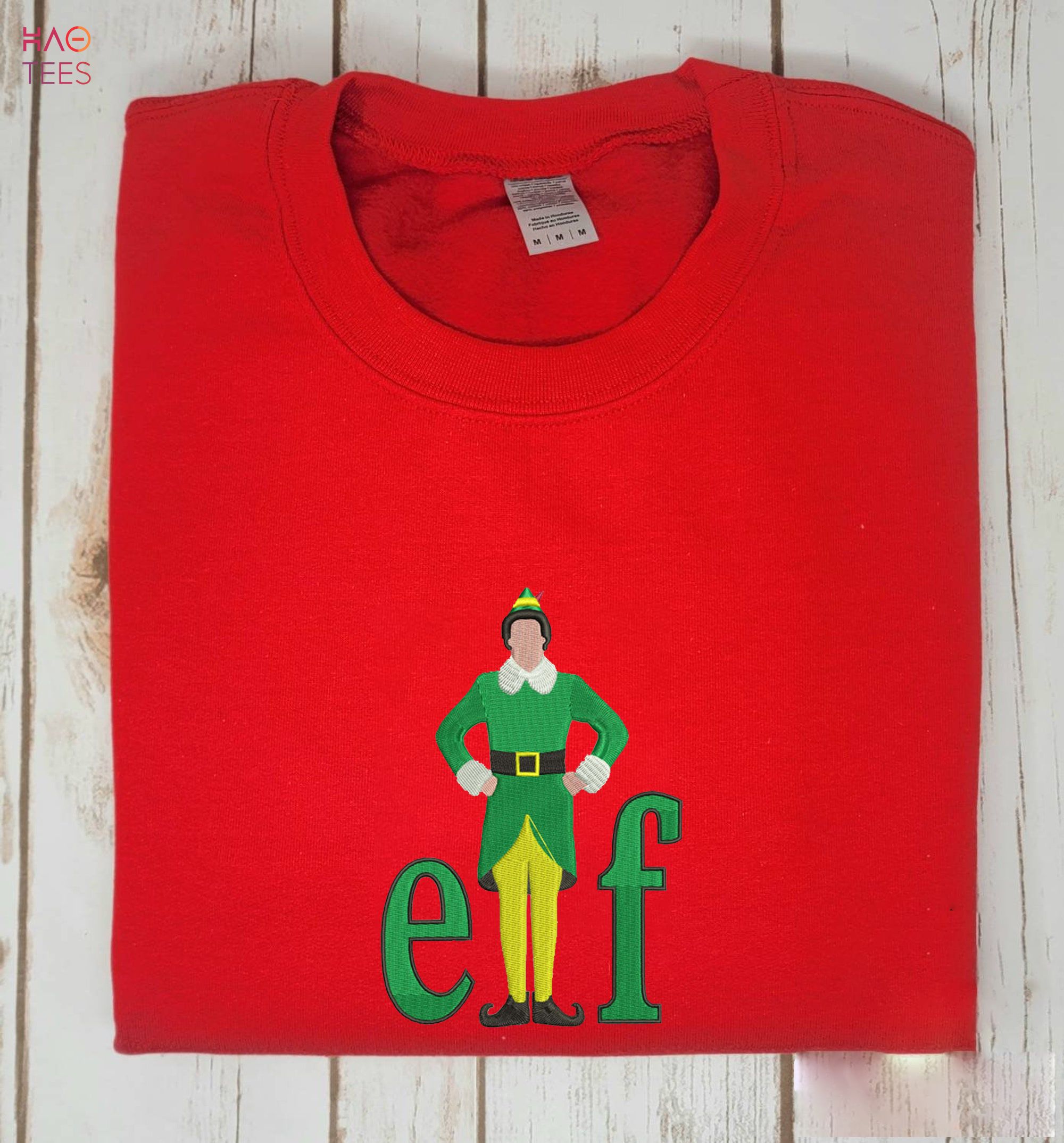 Elf Christmas Embroidered Christmas Crewneck Elf Hat Spread Christmas ...