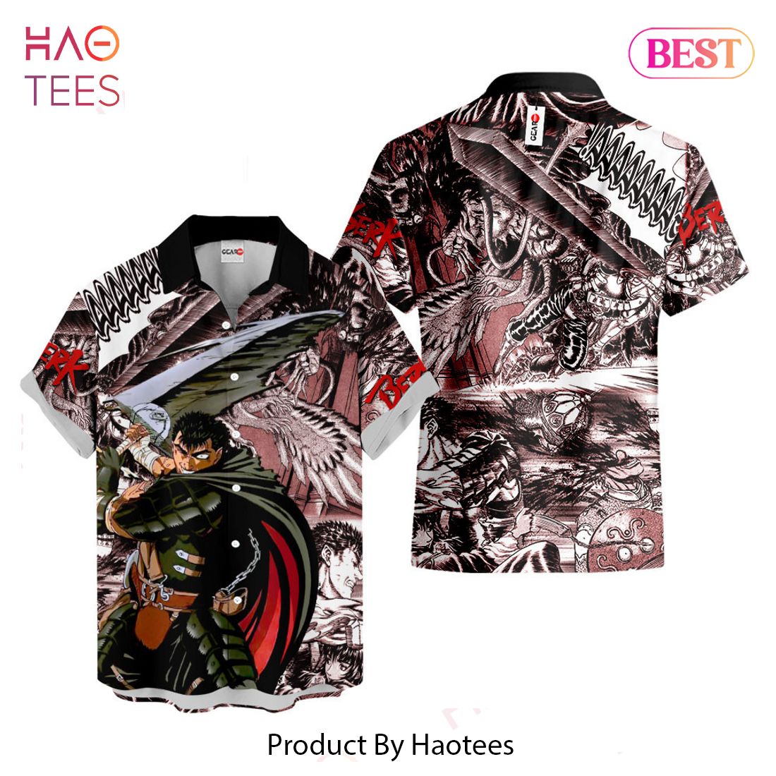 THE BEST Guts Hawaiian Shirts Berserk Custom Anime Clothes for Men Women