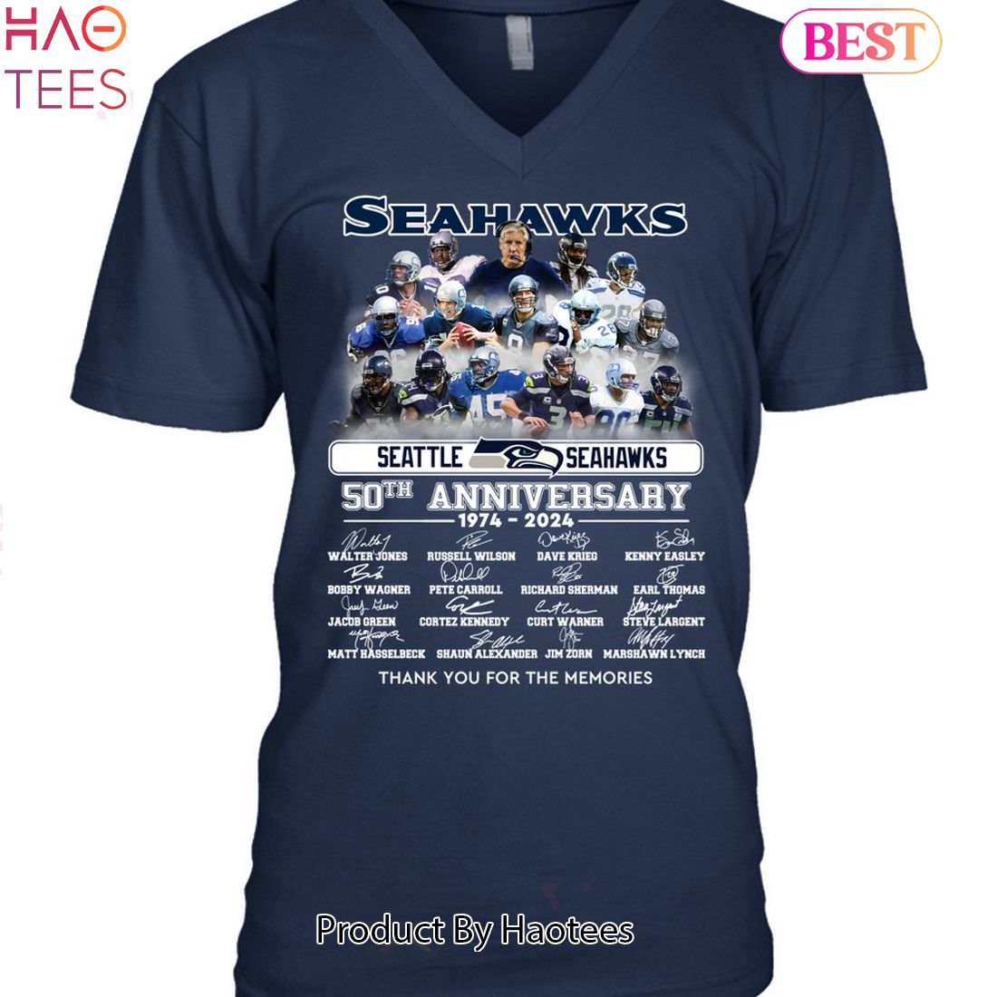 Seattle Seahawks 50th Anniversary 1974-2024 Thank You For The Memories ...