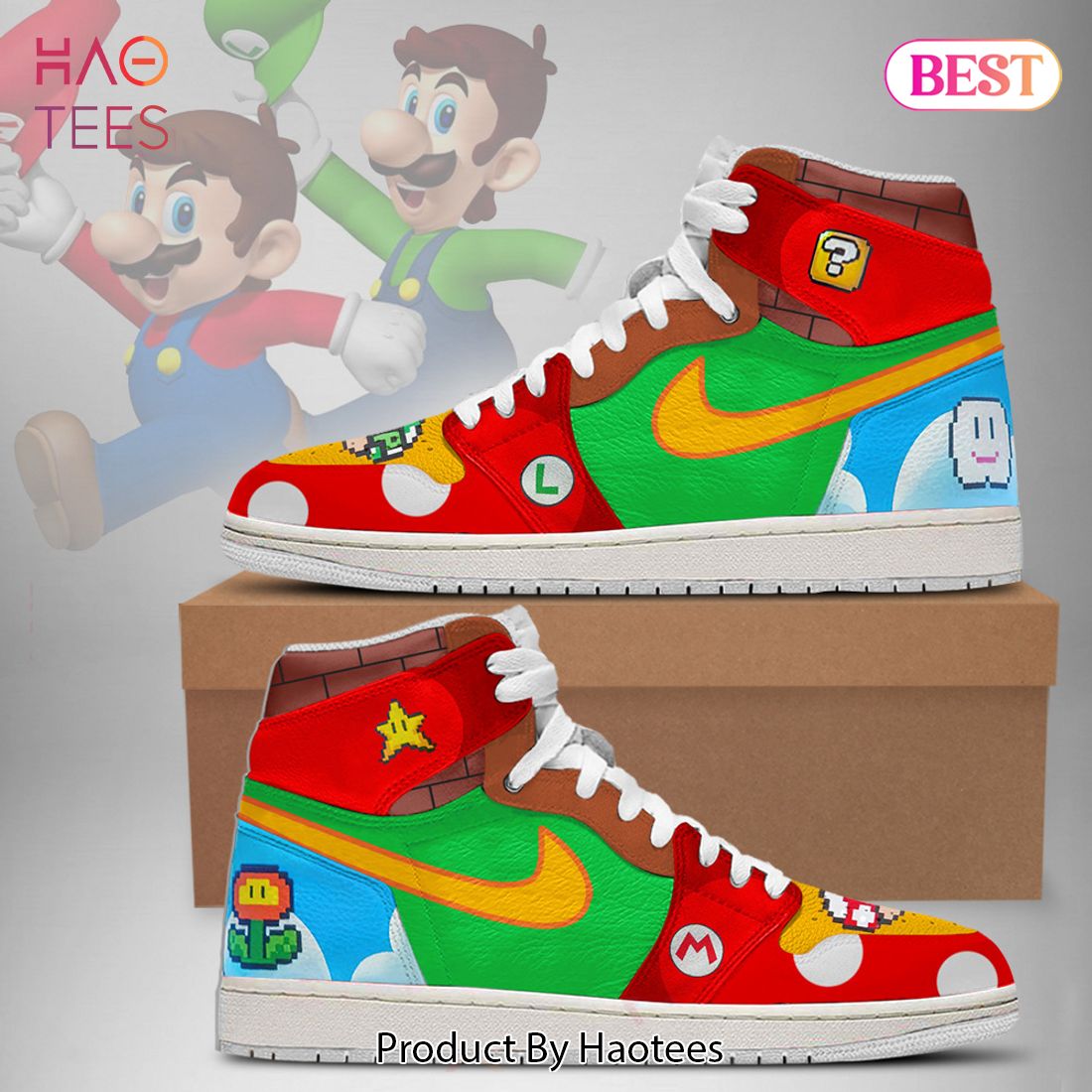 LIMITED Super Mario And Luigi Air Jordan High Top Sneaker POD Design