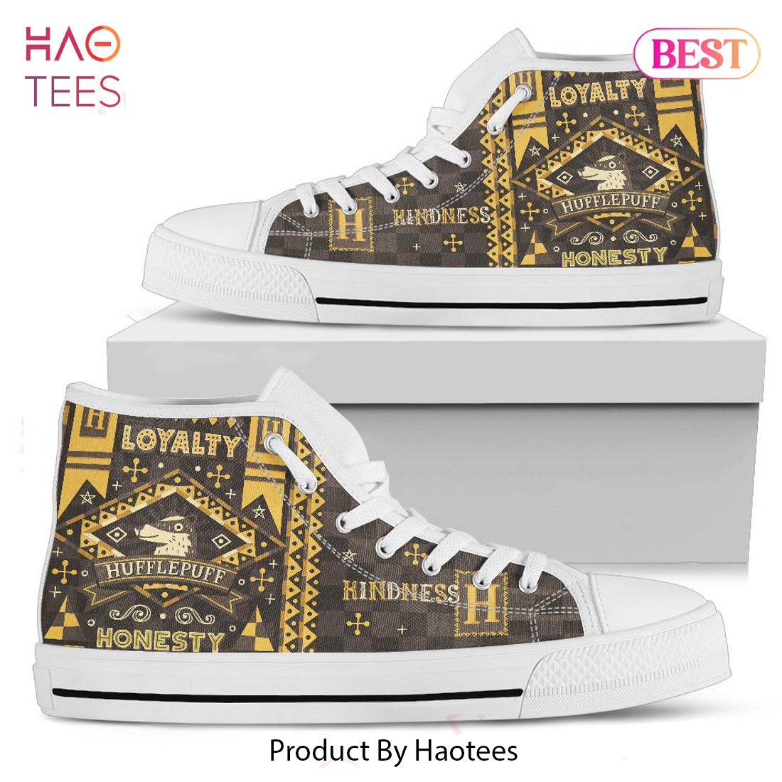 [AVAILABLE] Hufflepuff Shoes Harry Potter Shoes High Top POD Design