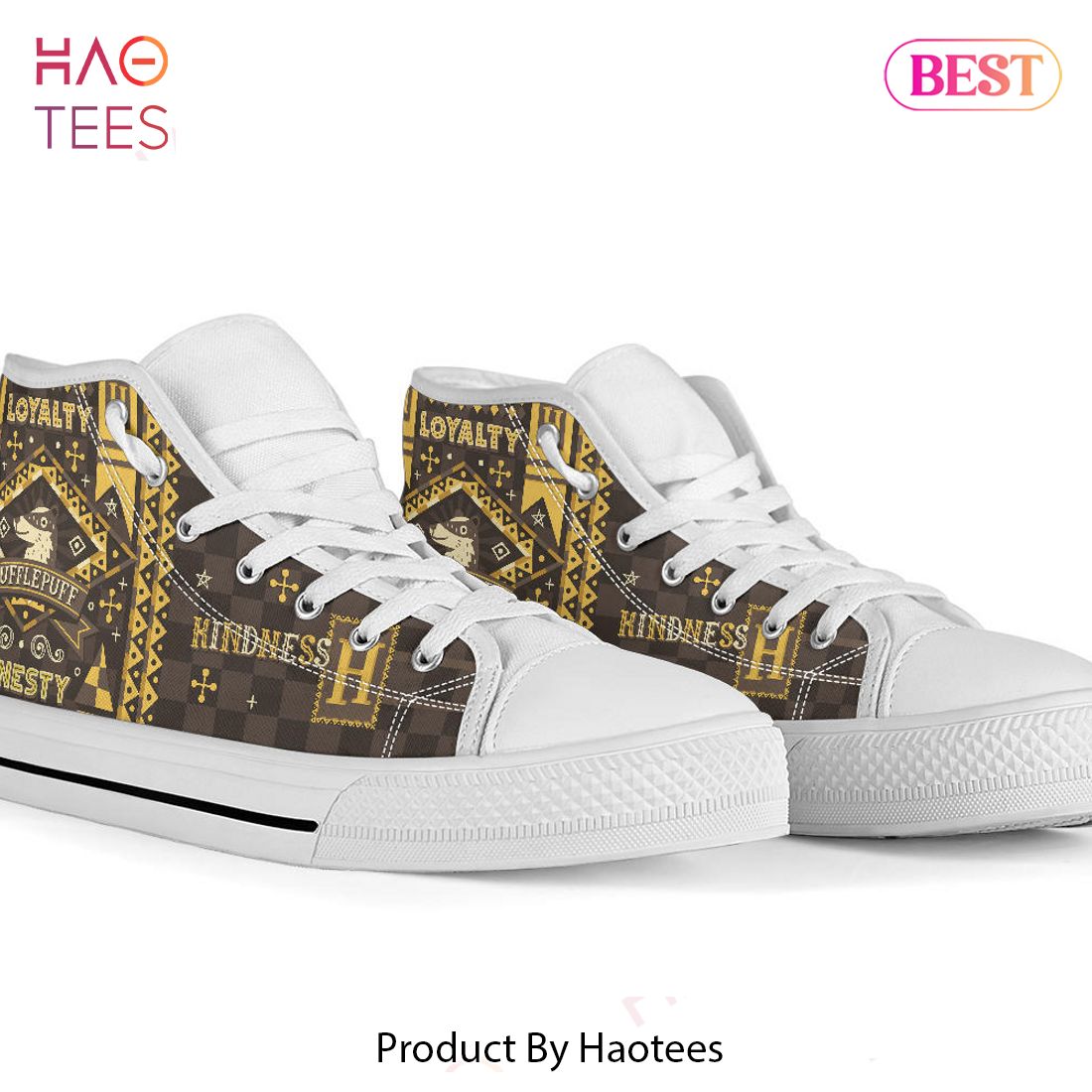 [AVAILABLE] Hufflepuff Shoes Harry Potter Shoes High Top POD Design