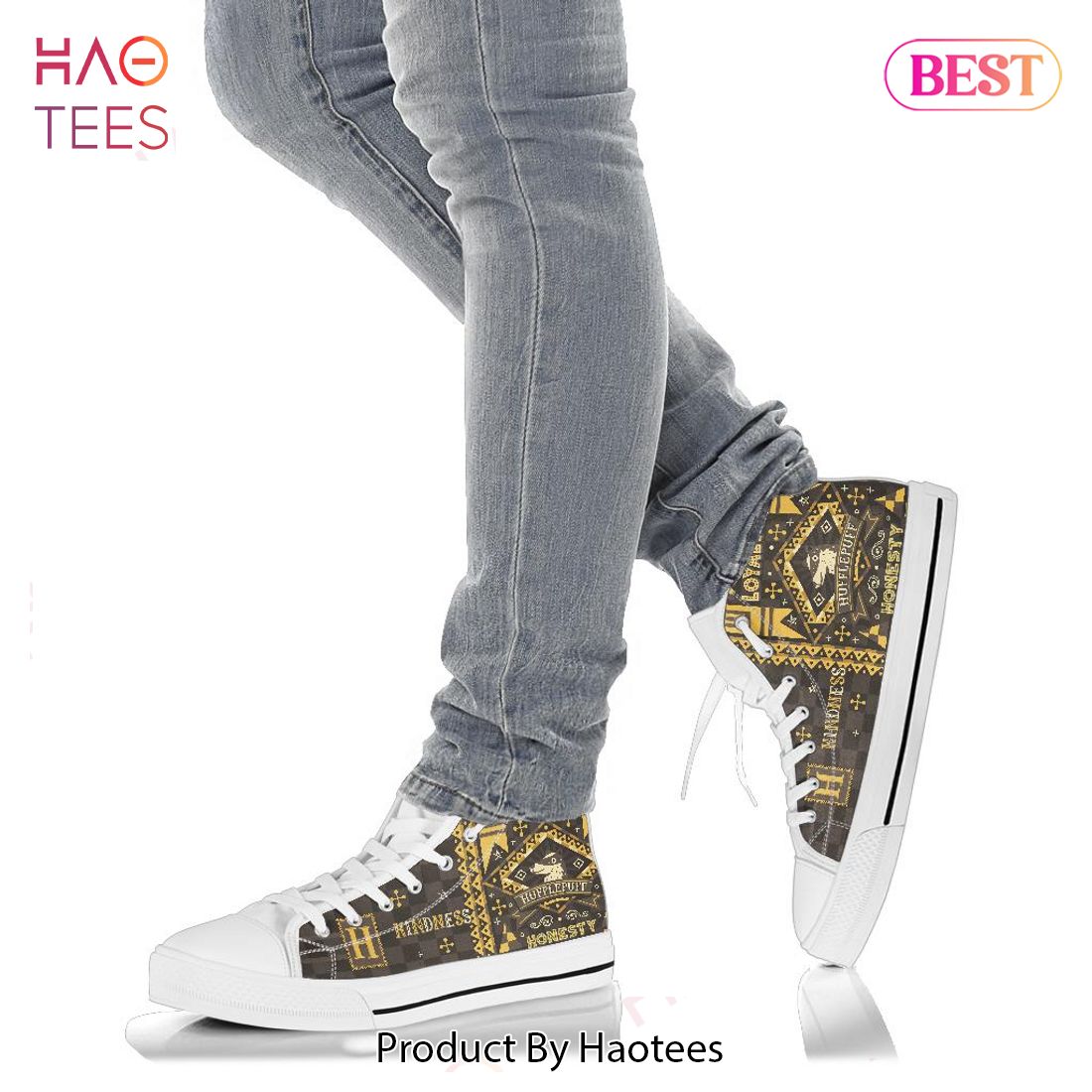 [AVAILABLE] Hufflepuff Shoes Harry Potter Shoes High Top POD Design