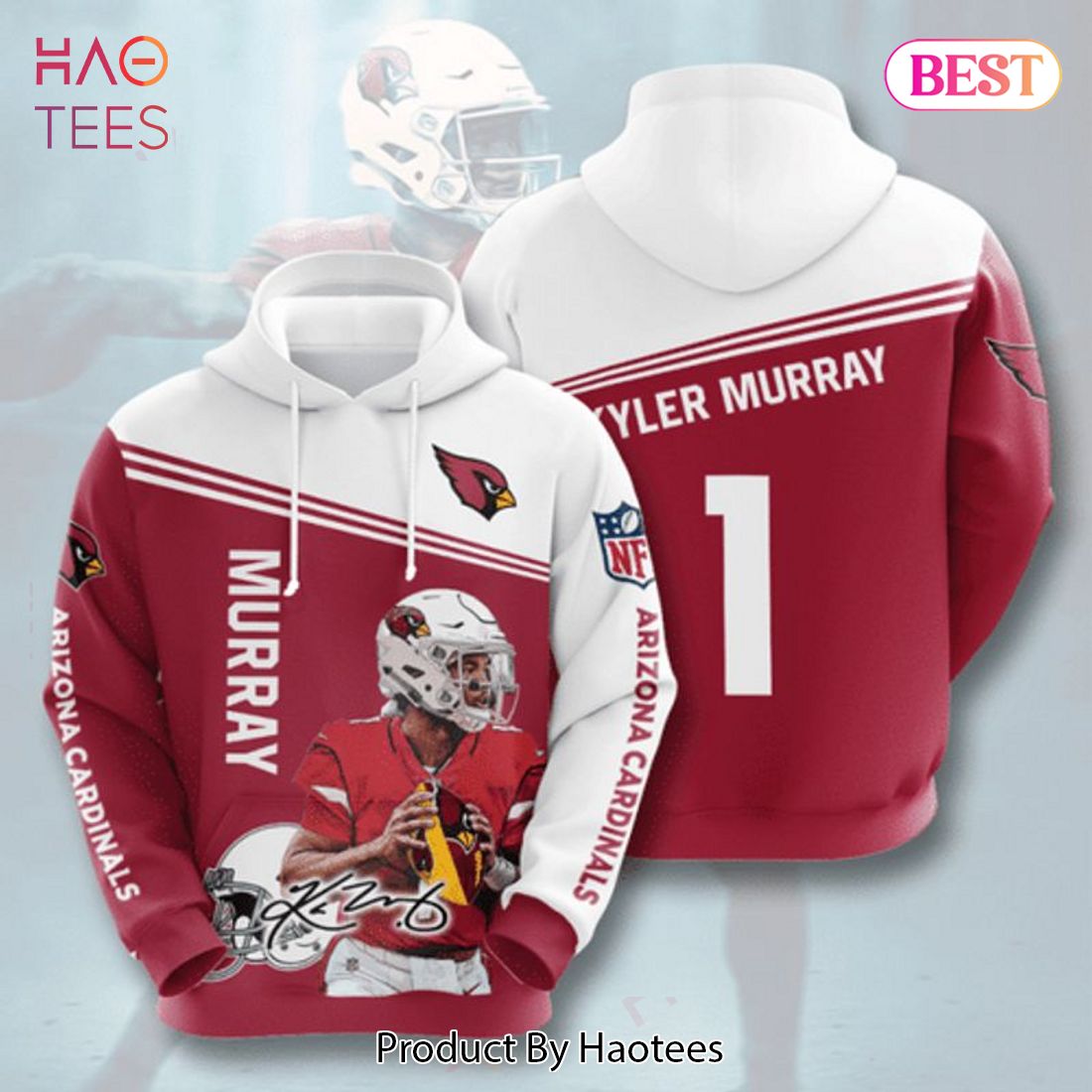 BEST Arizona Cardinals 1 Kyler Murray Signature 3D Hoodie